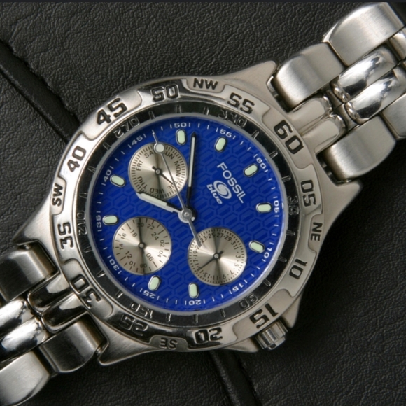 Fossil | Accessories | Fossil Blue Stainless Steel Watch 5m | Poshmark